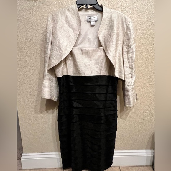 Willow Glenn | Dresses | Willow Glenn Shimmer White Black Tiered Dress Jacket Size 4 | Poshmark